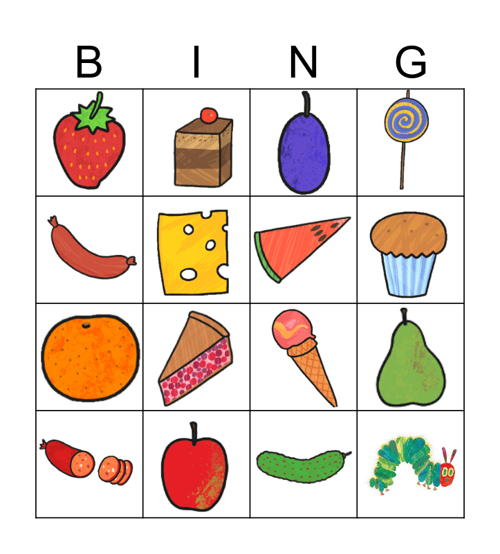 the very hungry caterpillar Bingo Card