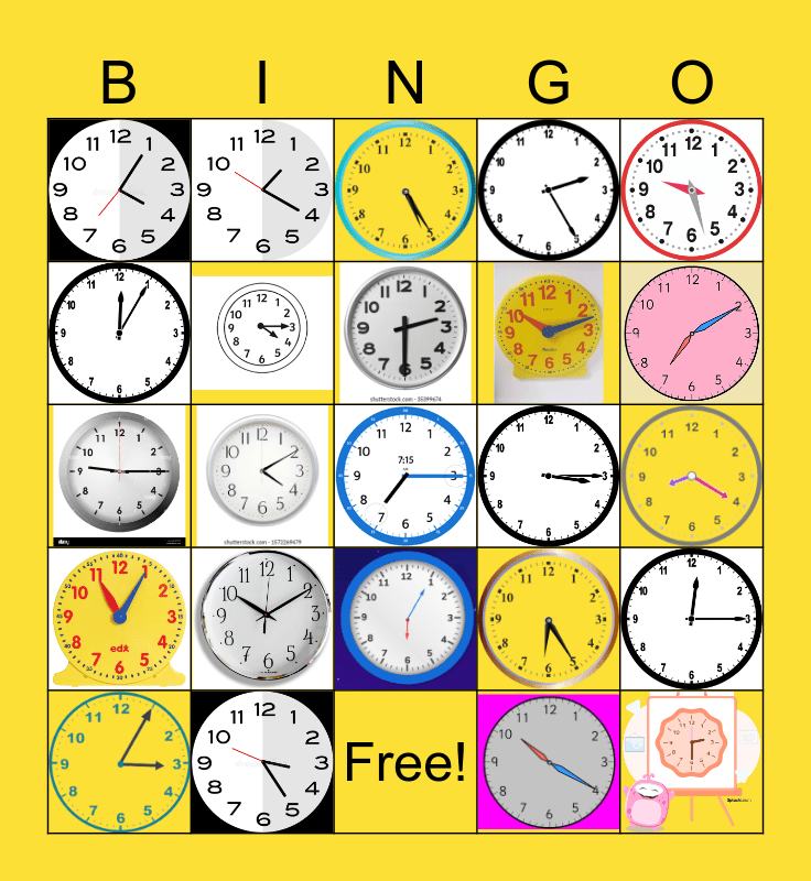 PAST THE HOUR BINGO Card