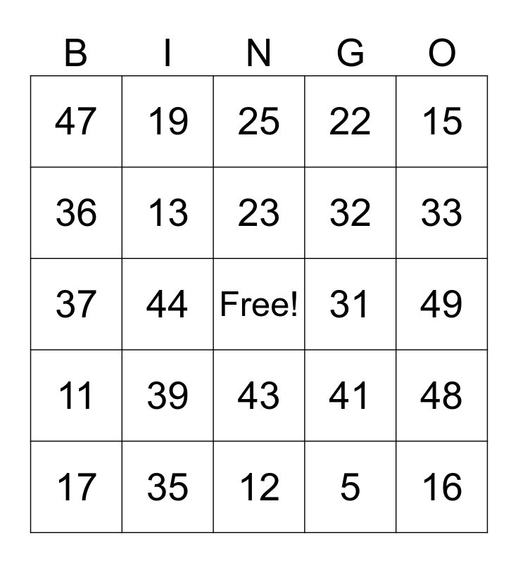 Near Doubles Bingo Card