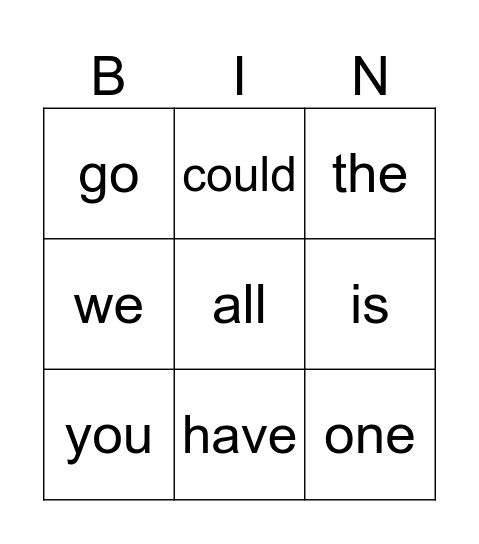 First Class A! Bingo Card