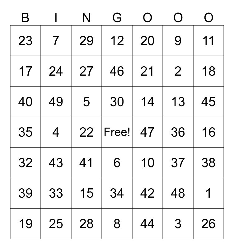 GPA Summer Checklist Bingo Card