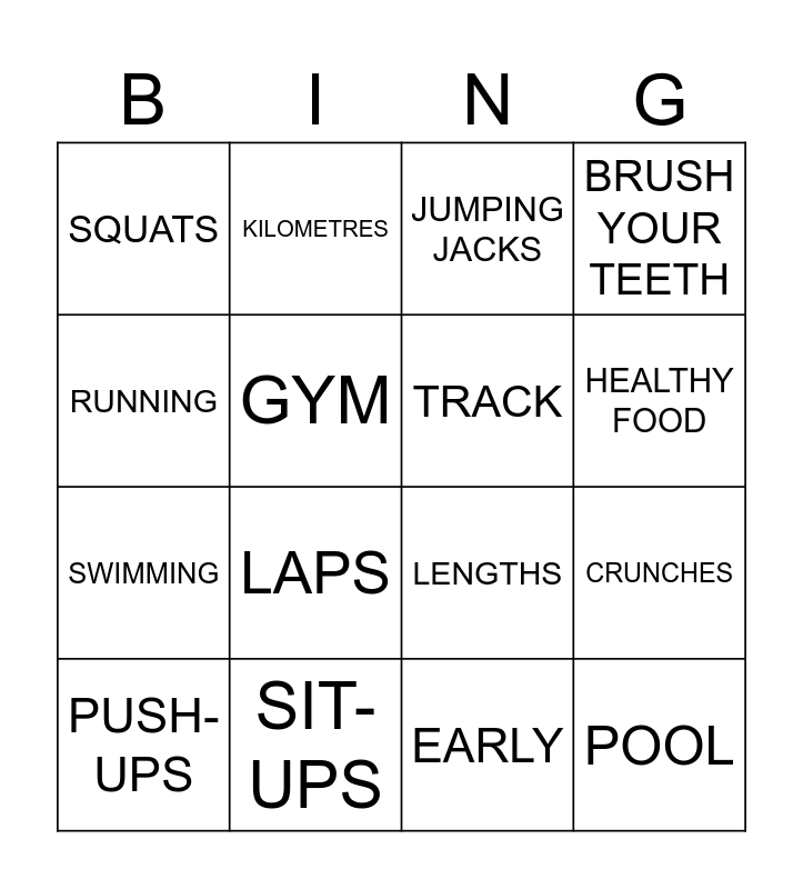 HFG UNIT 5 Bingo Card