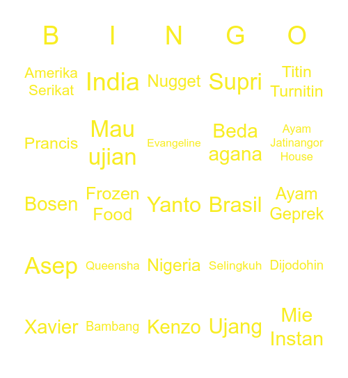 WkWkWk Bingo Card