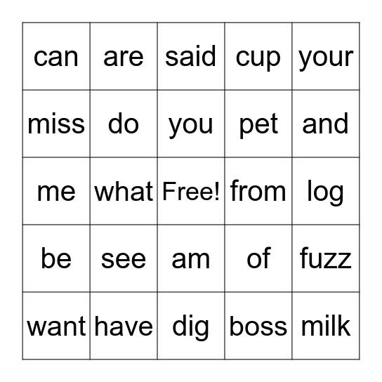 UFLI Bingo Card