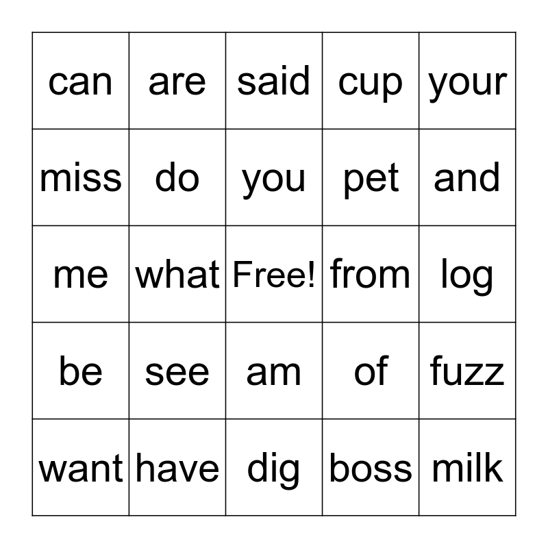 UFLI Bingo Card