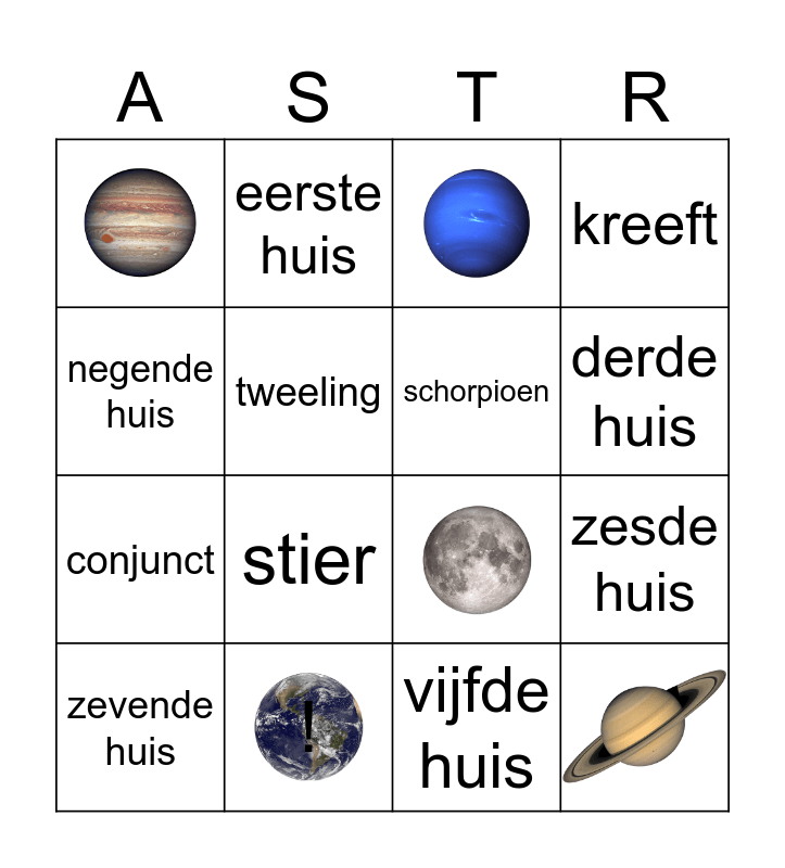 Astro Bingo Card