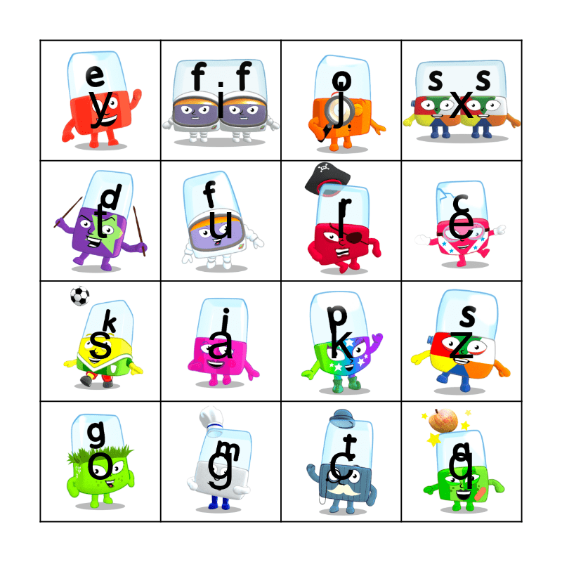 Alphablocks Phase 2 Bingo Card
