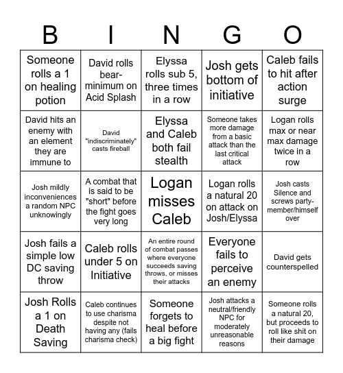 DND Bingo Card