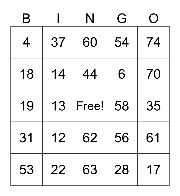 Bingo winner Bingo Card