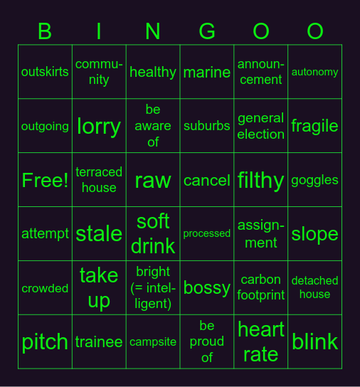Gateway B1+ Relative clauses Bingo Card