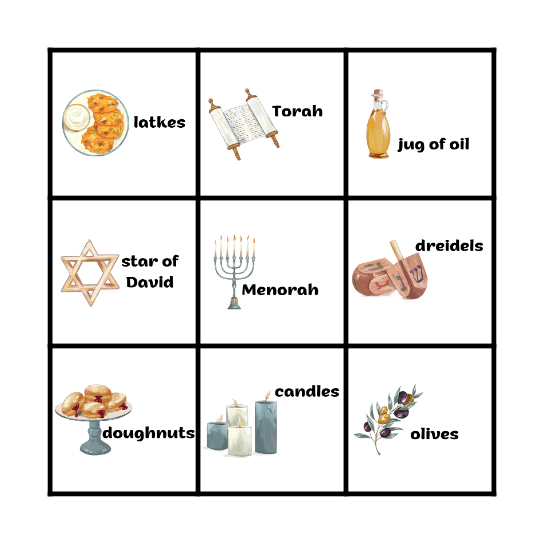 Hanukkah Bingo Card