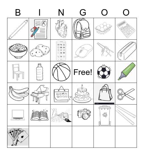 Speaking Task 2 Bingo Card