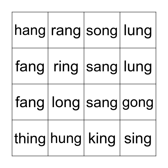 Grade 1 Fundations Unit 7 Bingo Card