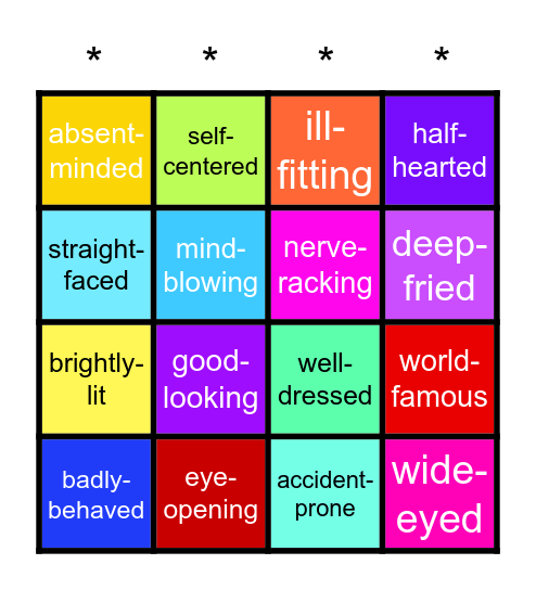 Compound Adjectives | Bingo Card