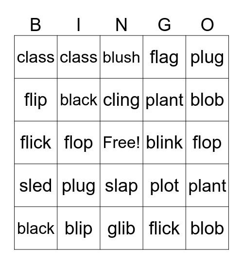 L Blends - Consonant Blend Bingo Card