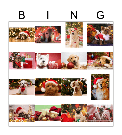 Christmas Dog Bingo Card