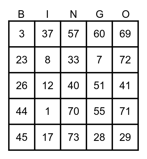 MDC BINGO WINNER Bingo Card