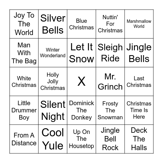Christmas Music Bingo! Bingo Card