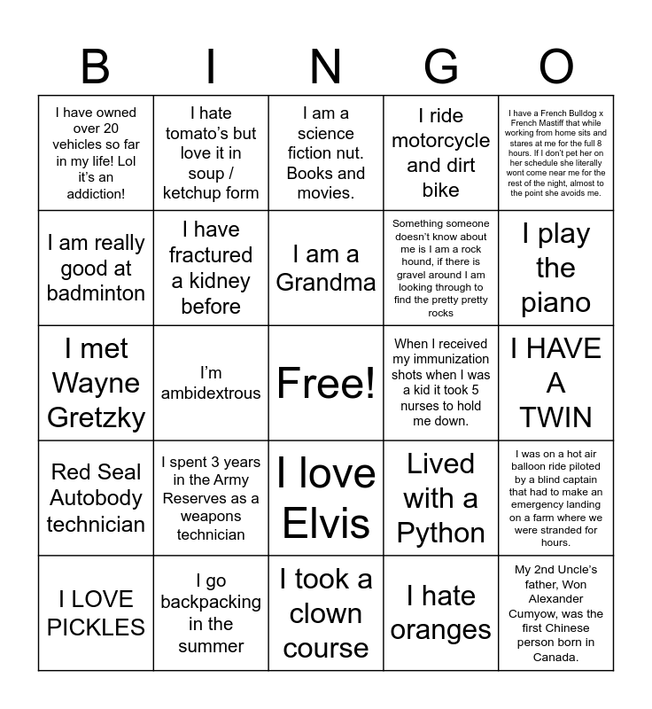 OTL Bingo Card