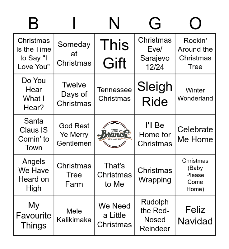 Christmas Music Bingo Card