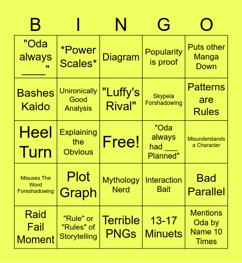 Mr. Morj Bingo Card Bingo Card