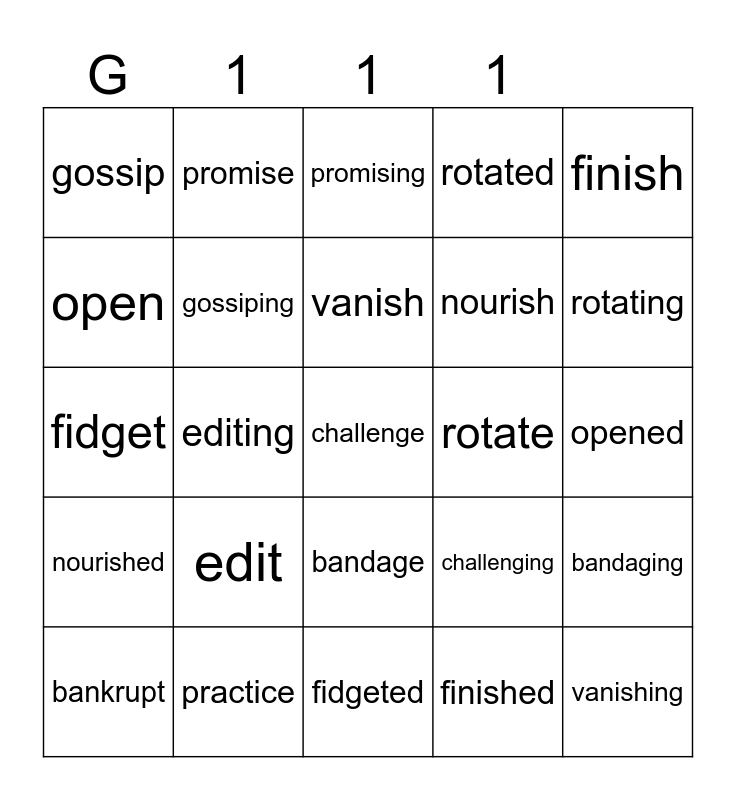 Gold 111 Bingo Card