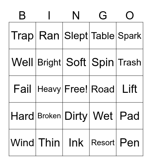Word Bingo Card