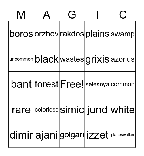 Magic Bingo Card