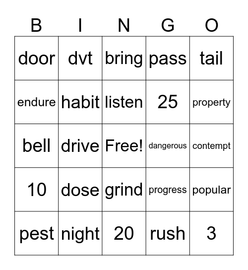 Correction Bingo Card