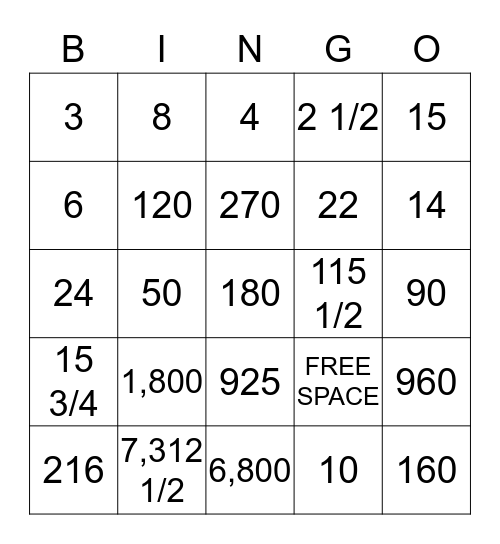 Solving Volume Equations Bingo Card
