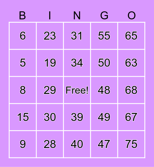 Denton Drag Bingo Card