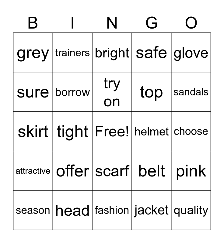 unit 3 1BK Bingo Card