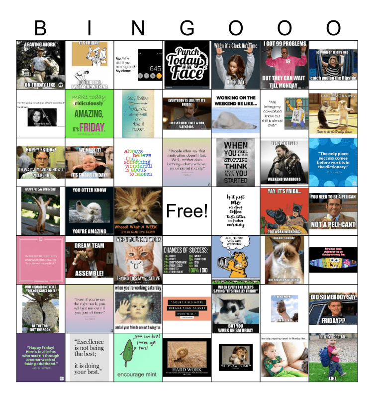 Friday Bingo Card