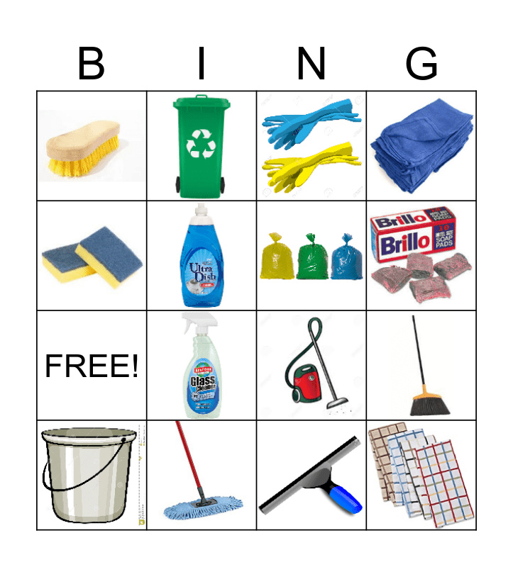Cleaning Supplies Bingo Card