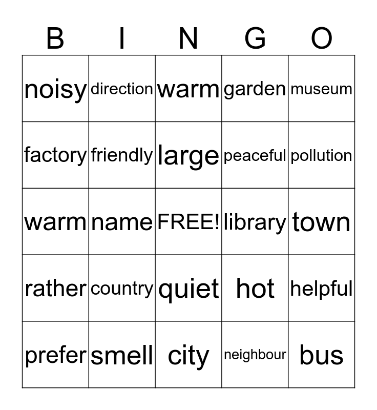 CHAPTER 3 : CHANGING SCENES Bingo Card