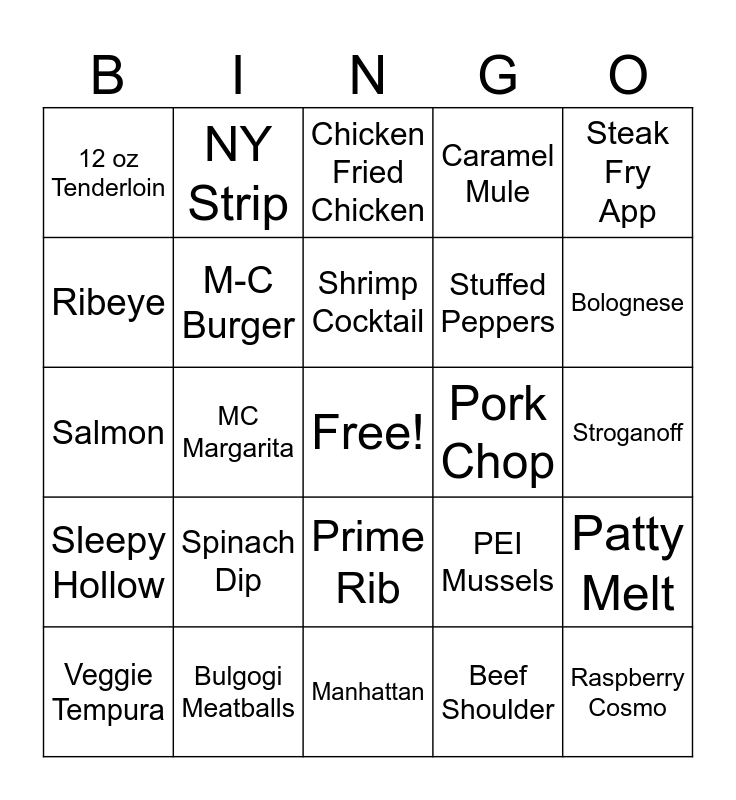 Mint Bingo Card