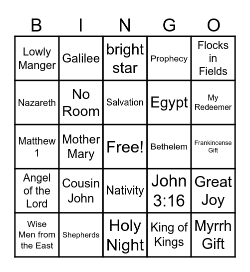 JESUS 'CHRIST'MAS Bingo Card