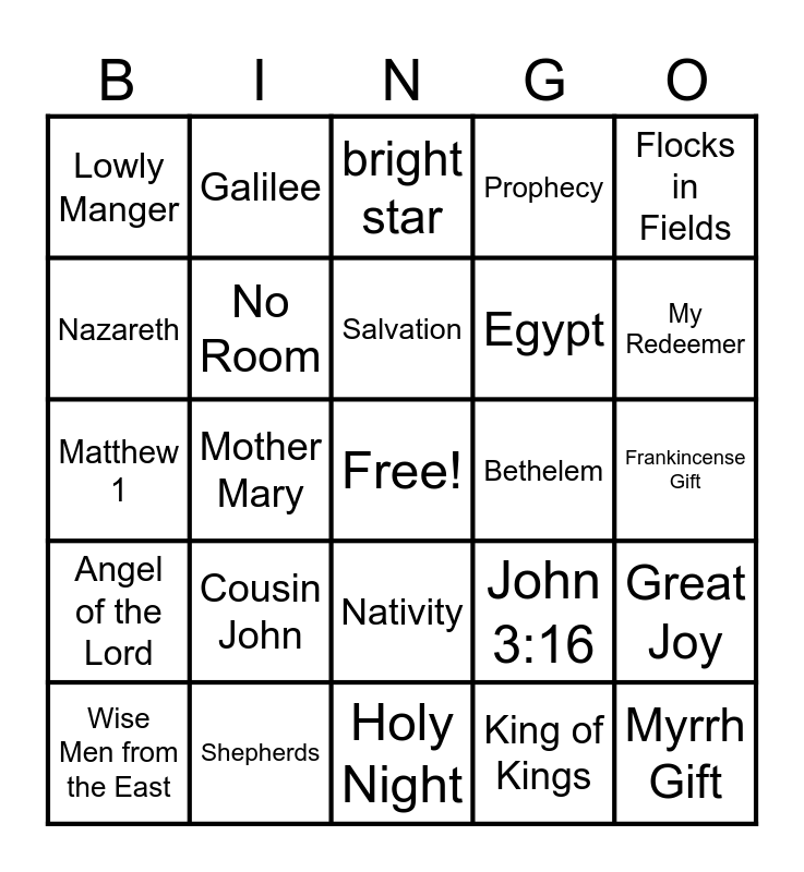 JESUS 'CHRIST'MAS Bingo Card