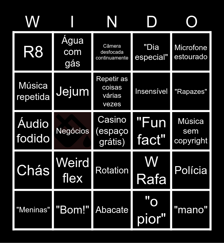 WINDOH BINGOH Bingo Card