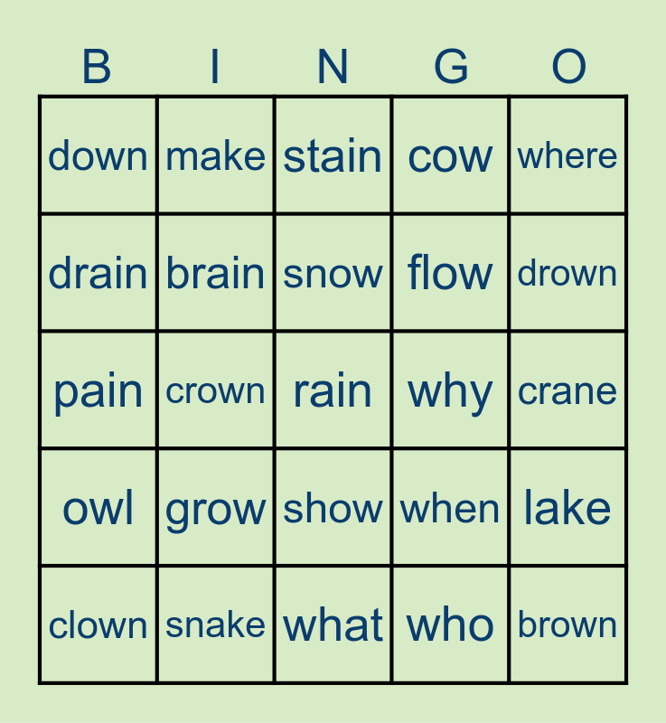 Jack's Bingo Autumn Term Taught Sounds Bingo Card