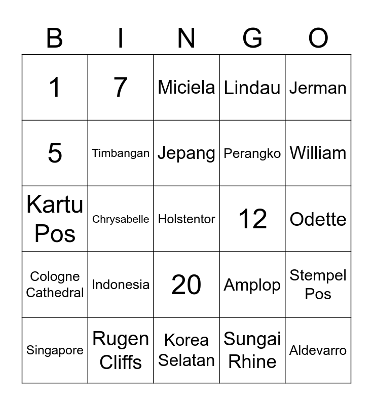 Bingo Bersama Mici Bingo Card