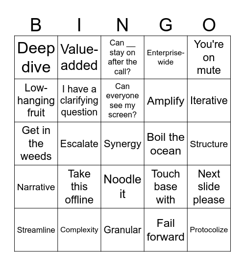 Management Bingo Card