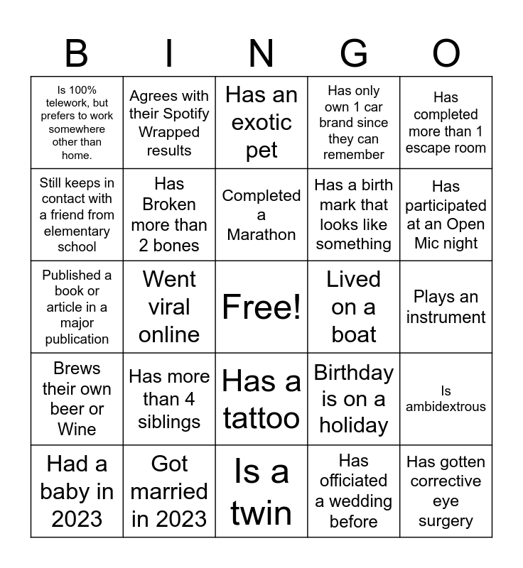 TMS Fun Friday Bingo! Bingo Card
