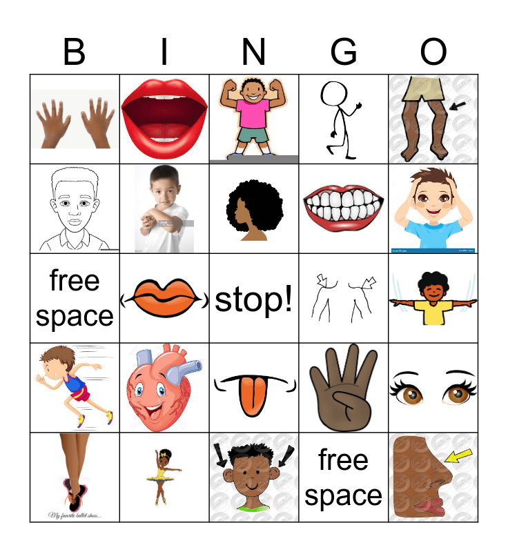 el partes del cuerpo Bingo Card