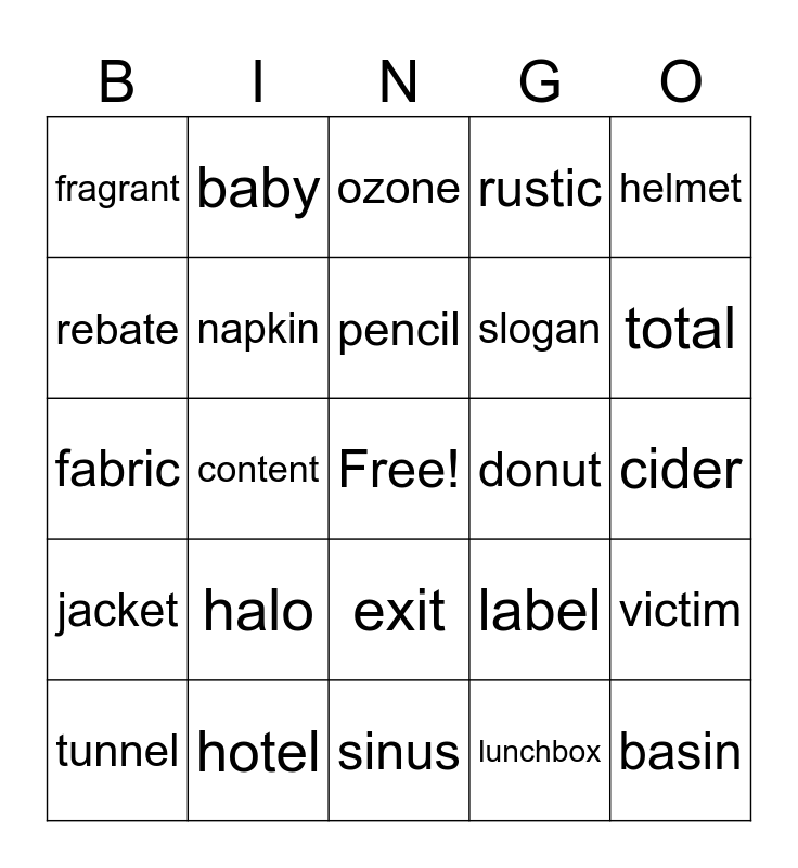 Multisyllabic Bingo (Open & Closed Syllables) Bingo Card