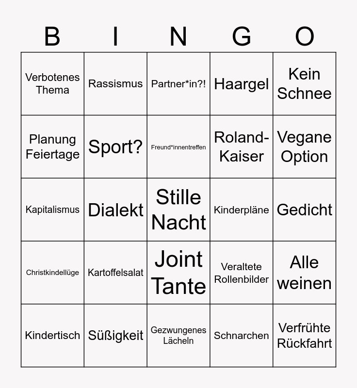 Merry Crisis Bingo Card