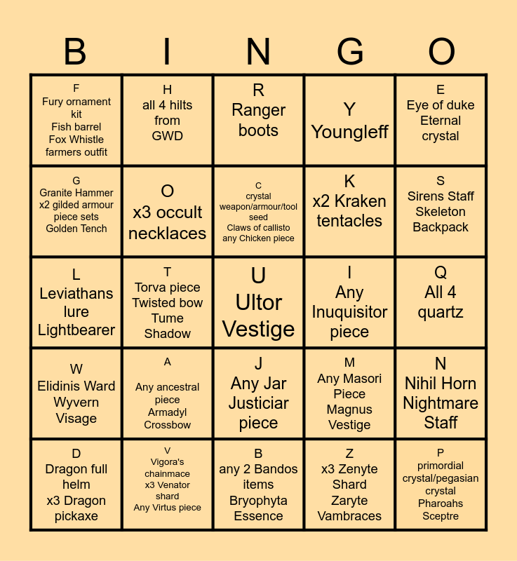 Zulraw Bingo Tile Sheet Bingo Card