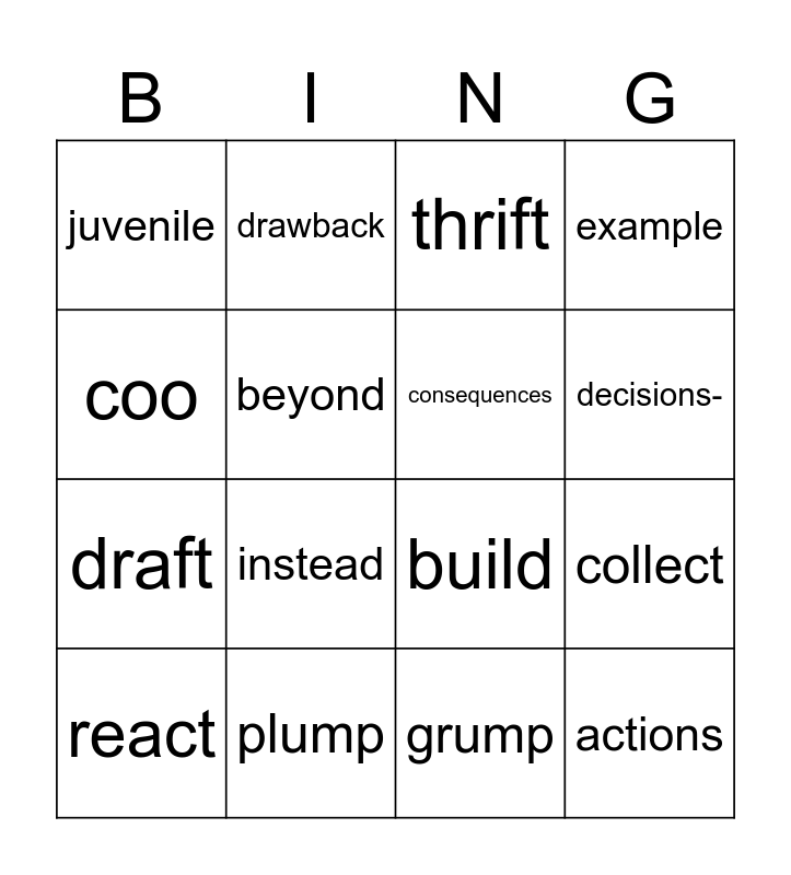 Set 7: Ck, Ct, Ft, Ld, Mp, and Nd Bingo Card