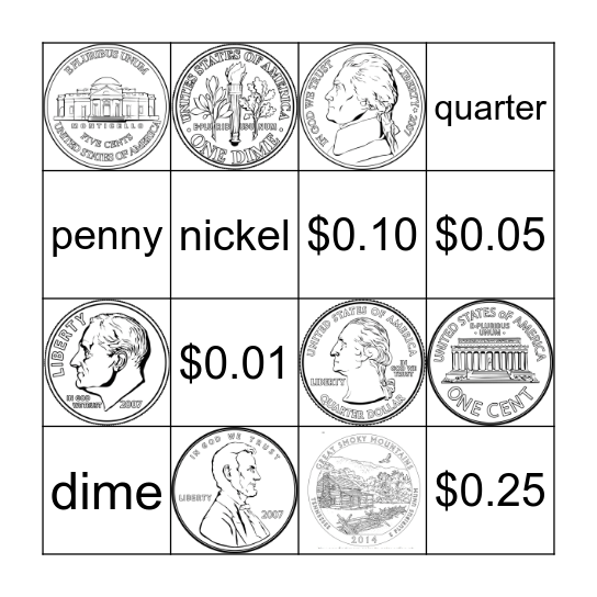 Coin Bingo Card