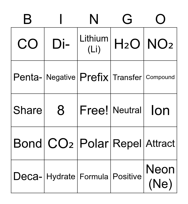 Bonding Bingo Card